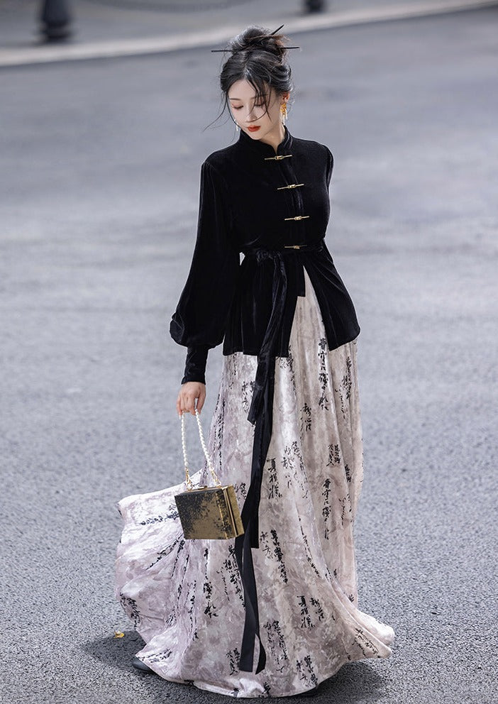 Ink | Modern 2-Pieces Velvet Set (墨染) – NewMoonDance