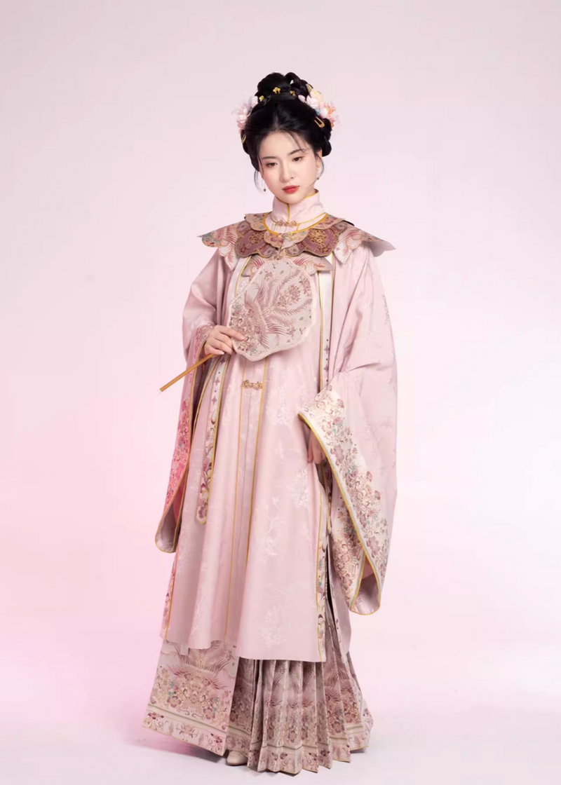 Pink Feather | 6-Piece Graduation Hanfu Gown (金丝粉羽) – NewMoonDance